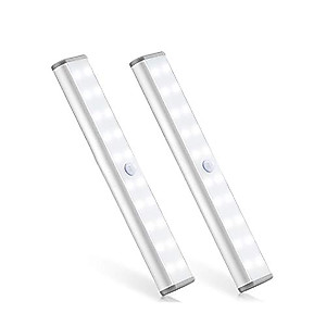 LEPOTEC 20 LED Under Cabinet Kitchen Lighting Battery Powered Lights, Wireless Under Counter Light, Closet Lights, Night Light Hallway Light Stairs Lights,LED Motion Sensor Light (2 Pack)