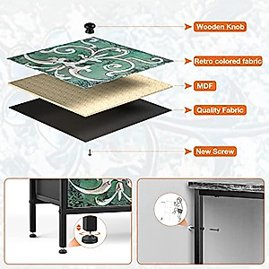 YILQQPER Dresser for Bedroom with 9 Drawers, Chest of Drawers for Closet, Living Room, Hallway, Nursery, Tall Storage Organizer Unit with Sturdy Steel Frame, Fabric Bins, Wood Top (Floral Painted)