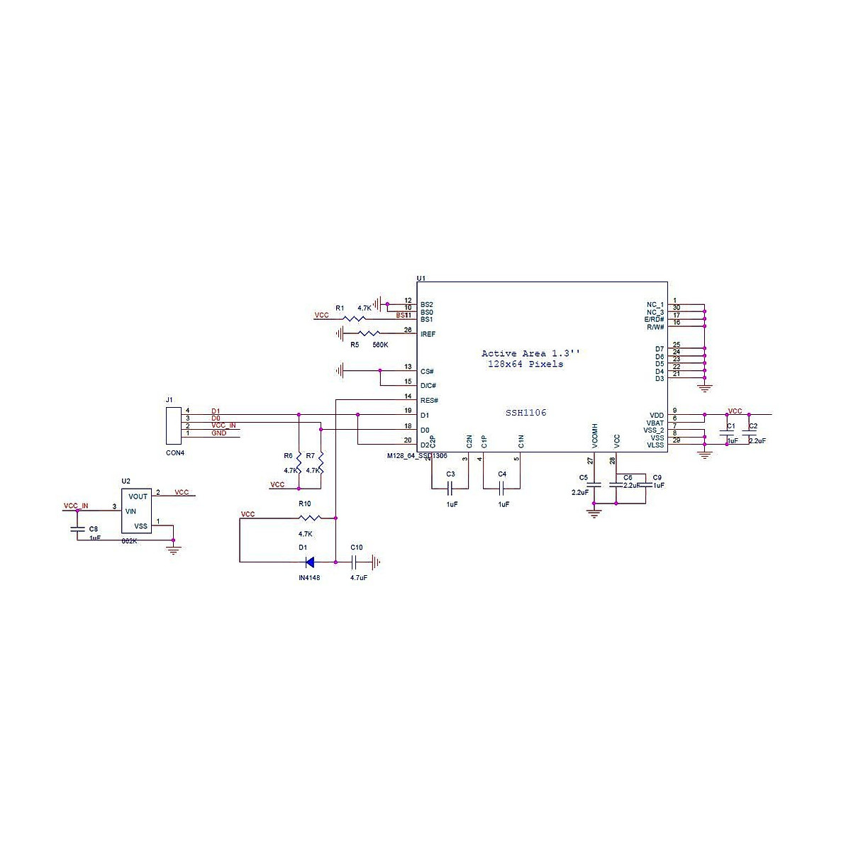 HiLetgo 1.3" IIC I2C Serial 128x64 SSH1106 SSD1306 OLED LCD Display LCD Module for Arduino AVR PIC STM32