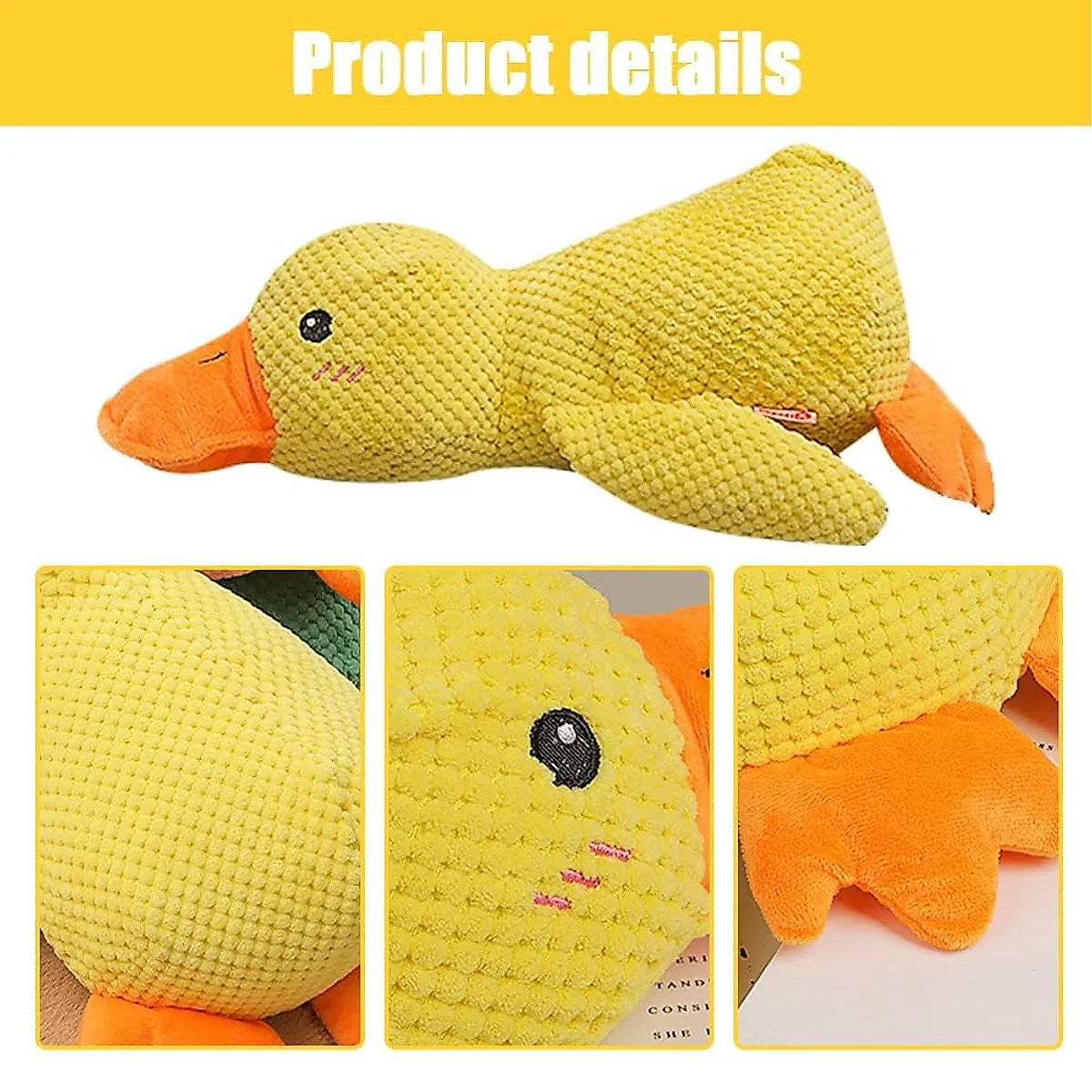 kunishi Calming Duck Dog Toy, Quacker Calming Duck Toy, Emotional Support Duck for Dogs, The Mellow Dog Calming Duck, Yellow Stuffed Duck Dog Chew Toys with Calming Ball (Yellow, Small)
