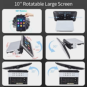 podofo Android Single Din Car Stereo 10 Inch HD Capacitive Vertical Rotatable Touch Screen In Dash GPS Head Unit with Bluetooth and Backup Camera,Car Audio Receivers Support Wifi Subwoofer Mirror Link