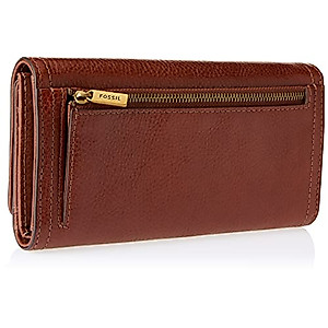 Fossil Women's Logan Leather Wallet RFID Blocking Flap Clutch Organizer, Brown (Model: SL7833200)
