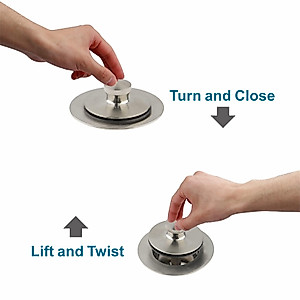 All Metal Tub Drain and Overflow Kit with Single Hole Overflow Faceplate, Welsan Universal Lift & Turn Bathtub Drain Kit with Fine/Coarse Thread Conversion Twist Trim Kit Assembly-Brushed Nickel