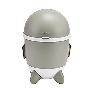 Beerty Trash Can - Creative Rocket Trash Can Household Rubbish Bin Plastic Storage Bins for Kitchen Bathroom Living Room Office Grey, approx.23.5x37cm9.25x14.57in