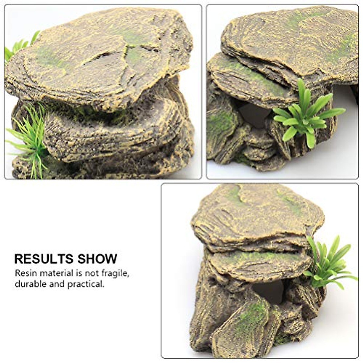 balacoo Aquarium Fish Tank Stone Decoration Resin Moss Rock Cave Ornament Fish Hideaway for Betta Small Lizards Turtles Reptiles Amphibians