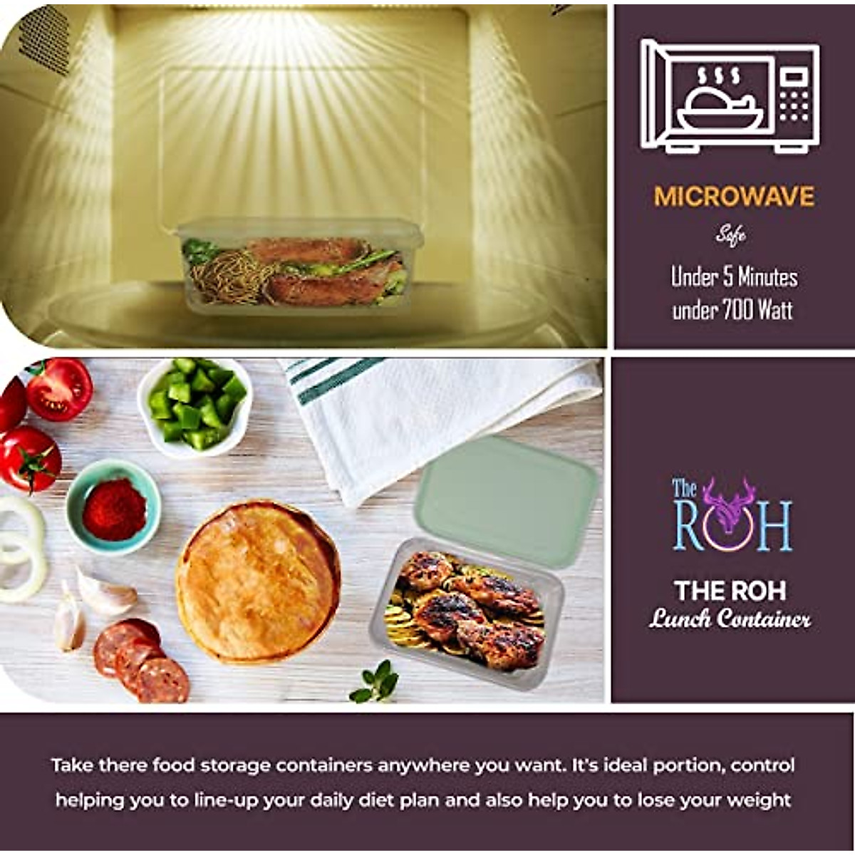 THE ROH Food Storage Containers with Lids Airtight for Kitchen Organization and Storage (34Pcs) Freezer & Microwave Safe, BPA Free Leak-proof for Lunch Box Containers-Snacks, Sandwich & Bento box