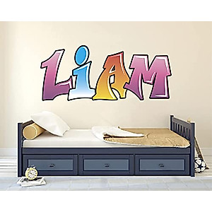 CuteDecals Graffiti Custom Name Wall Decal - Personalized Graffiti Name Art Decal - Unisex Wall Decor - Wall Decal for Nursery Bedroom Decoration (Mini Wide 15''x4'' Height)