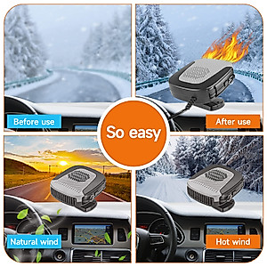12V 150W Portable Car Heater with 360-Degree Automotive Windscreen Fan, Fast Heating Defrost Defogger, and Auto Ceramic Heater Fan with Plug in Cigarette Lighter