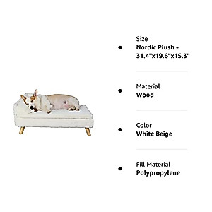 BingoPaw Elevated Pet Bed,Nordic Pet Stool Bed with Cozy Pad Waterproof,Pet Chair with Sturdy Wood Legs for Small Dog Kitten