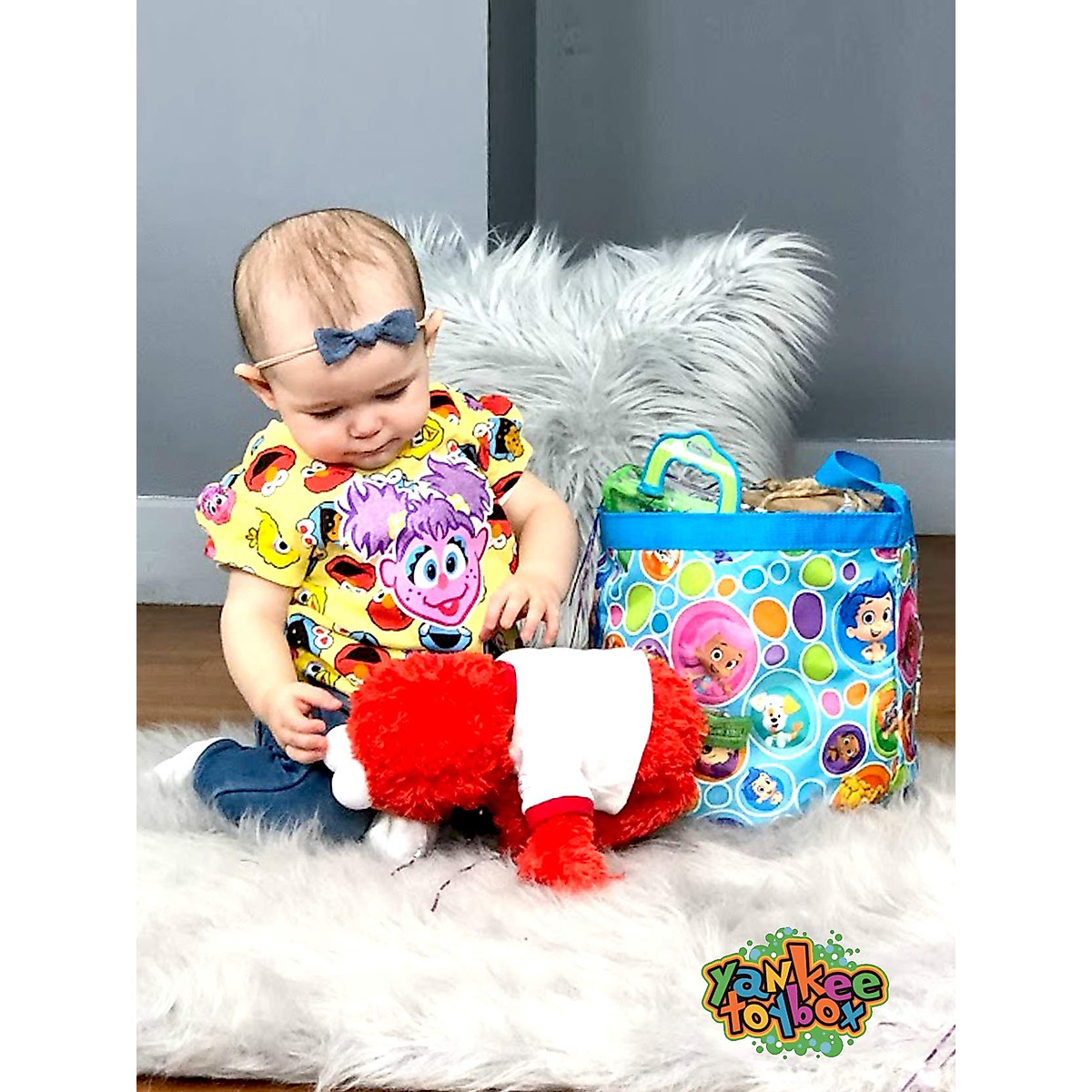 Bubble Guppies Boys Girls Collapsible Nylon Gift Basket Bucket Tote Bag (One Size, Blue)