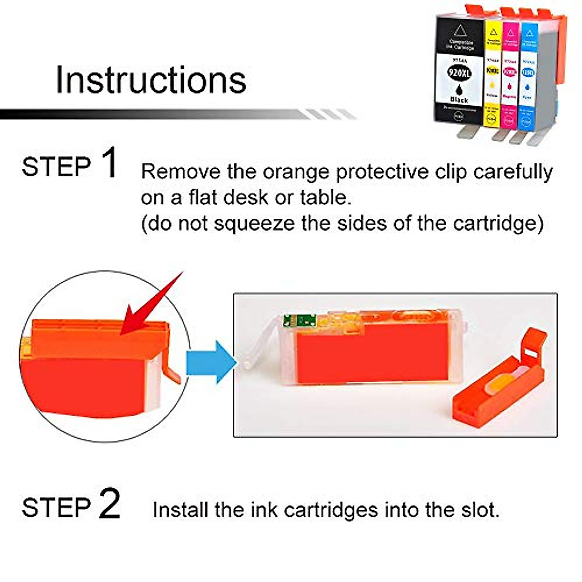 Tuobo 4 Black Replacement for 920 XL Ink Cartridge with New Chip High Capacity, Compatible with OfficeJet 6500a 6500 6000 7500a 7500 7000 Inkjet Printer
