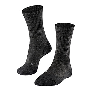 FALKE Women's TK2 Explore Wool Hiking Socks, Mid Calf, Medium Padding, Athletic, Breathable Quick Dry, Merino Wool, Grey (Smog 3150), 5-6, 1 Pair