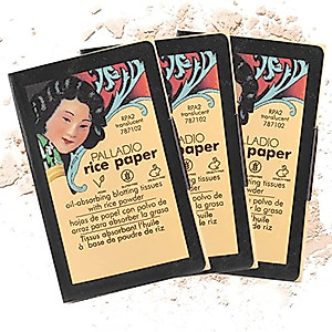Palladio Facial Tissues for Oily Skin, Face Blotting Sheets Made from Natural Rice, Oil Absorbing Rice Paper with Rice Powder, 2 Sided, Instant Results, Translucent, 40 Count, Pack of 3