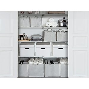 StorageWorks 45L Extra Large Fabric Storage Bins with Decorative Storage Boxes with Lids and Soft Rope Handles