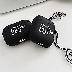 Black Cat Pattern Case for AirPods 3rd Generation 2021, Shock-Absorbing Case Cover Accessories with Pendant Full Protective Case for Women Men Girl