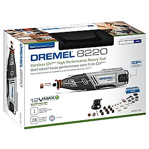 Dremel 8220-1/28 12-Volt Max Cordless Rotary Tool Kit- Engraver, Sander, and Polisher- Perfect for Cutting, Wood Carving, Engraving, Polishing, and Detail Sanding- 1 Attachment & 28 Accessories