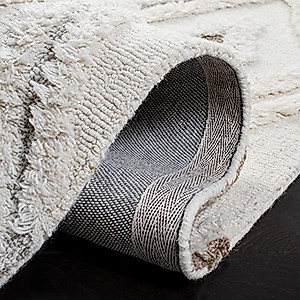 Safavieh Casablanca Collection 4' Square Ivory/Brown CSB975A Handmade Moroccan Premium Wool Entryway Living Room Foyer Bedroom Accent Rug