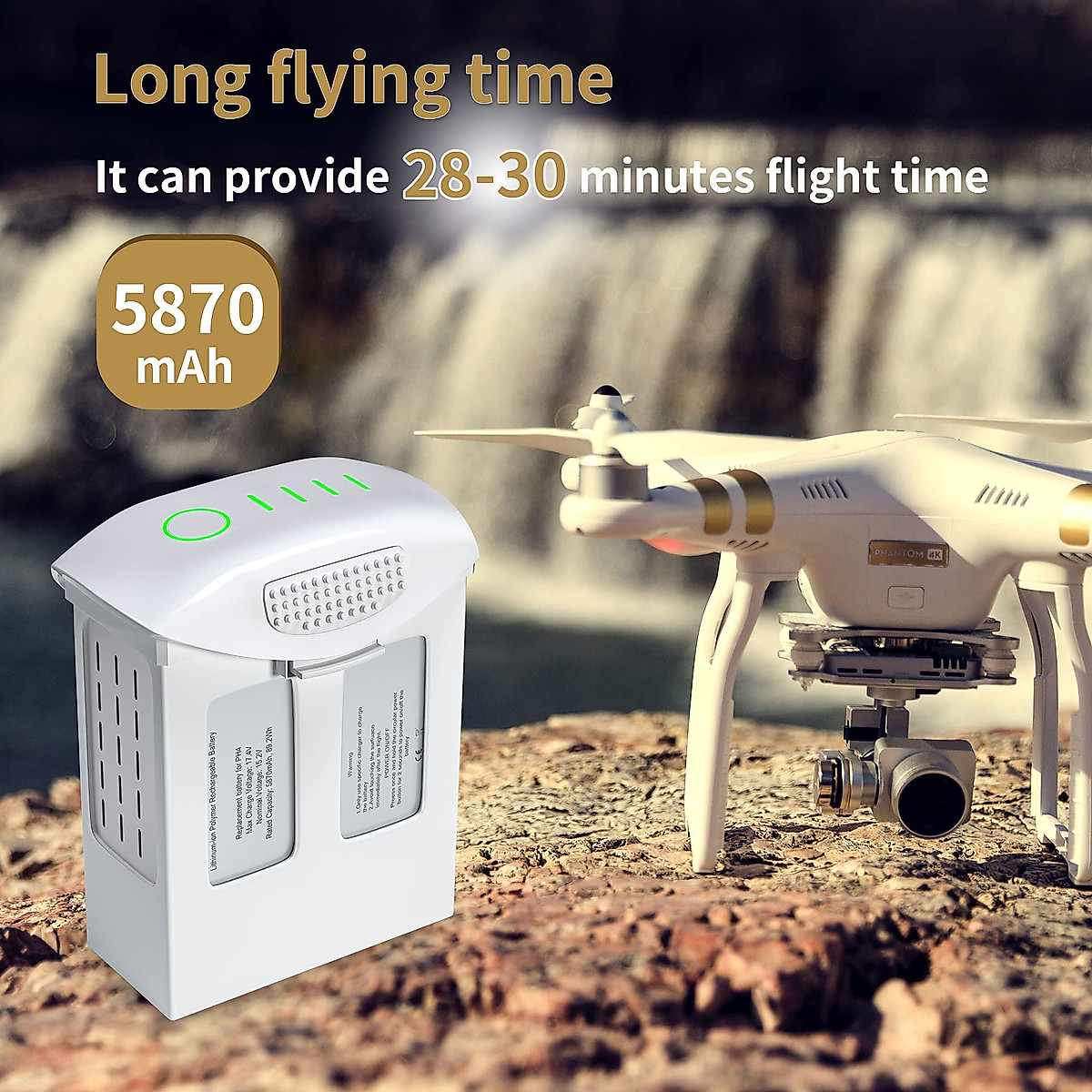 Viestbel Phantom 4 Battery 15.2V 5870mAh, Intelligent Flight Replacement Battery for DJI Phantom 4 Series Drones| DJI Phantom 4, Phantom 4 Pro, Phantom 4 Pro V2.0, Phantom 4 Advanced