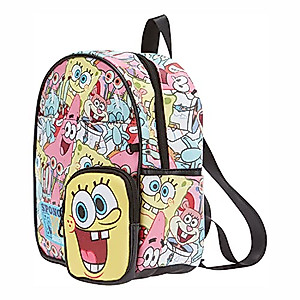 AI ACCESSORY INNOVATIONS Nickelodeon’s SpongeBob Square Pants All Over Print Faux Leather 10.5" White Women’s Mini Backpack Purse 2-Piece Set