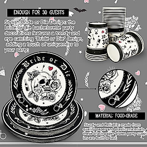 Bride or Die Bachelorette Party Decorations-121Pcs Halloween Bride or Die Paper Plates and Napkins Cups and Tablecloth Disposable Dinnerware Set for Bridal Shower Engagement Wedding Bachelorette Party