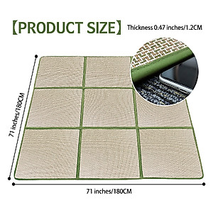 SHJADE Large Tatami Mat, 71'' x 71'' Futon Mattress, Foldable Rattan Floor Mats, Crawling Mats Living Room Bedroom Area Rug with Storage Bag(Green)