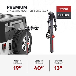YAKIMA - SpareRide, Bicycle Rack, Turns Your Rear Mounted Spare Tire Into A Rack, 2 Bike Capacity