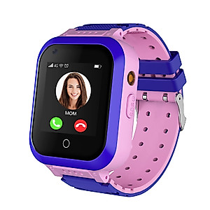 Kids Smart Watch, 4G WiFi GPS LBS Tracker SOS Emergency Call Video Chat Children Smartwatches, IP67 Waterproof Phone Watch for Age 4-12 Boys Girls, Compatible with Android/iPhone iOS (Pink)