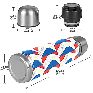 Stainless Steel Leather Vacuum Insulated Mug Geometry Thermos Water Bottle for Hot and Cold Drinks Kids Adults 16 Oz