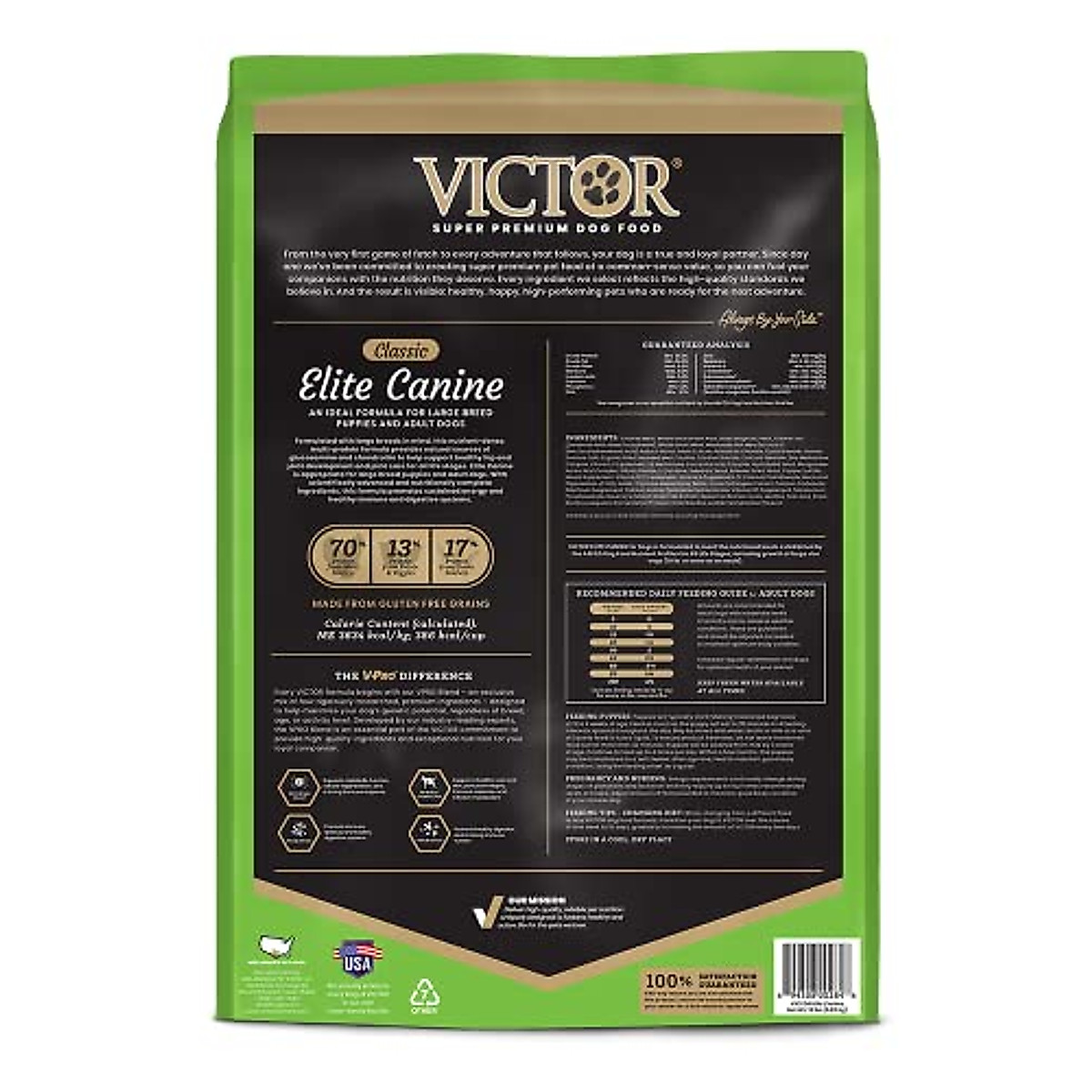 Victor Super Premium Dog Food – Elite Canine Dry Dog Food – 25% Protein, Gluten Free - for Large Breed Dogs & Puppies, 15lbs