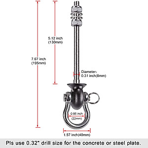 Dolibest Set of 4 Permanent Antirust Stainless Steel 304 Heavy Duty Swing Hangers, Playground Porch Yoga,for Wood and Steel Beam Yoga Hammock Chair Punching 1500LB Capacity,180° Swing, 7.67''