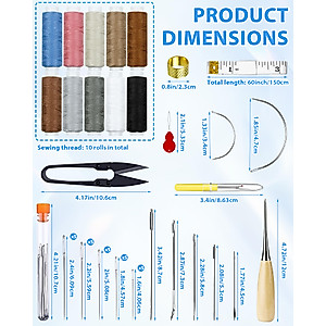 PLANTIONAL Upholstery Repair Sewing Kit: 47 Pieces Heavy Duty Sewing Kit with Sewing Awl, Seam Ripper, Leather Hand Sewing Stitching Needles, Sewing Thread for Car, Sofa, Backpack, Shoe, Craft DIY