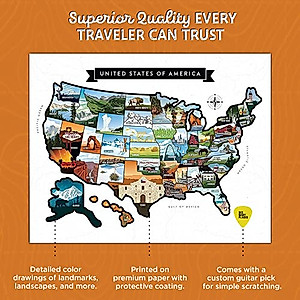 SEE MANY PLACES 28x22" USA Scratch Off Travel Map with Gold Foiling