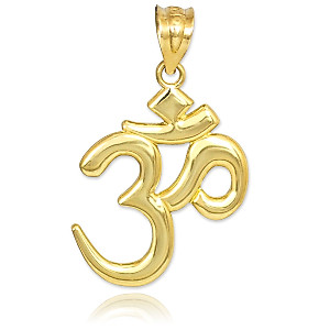 Solid 10k Gold Hindu Meditation Charm Yoga Om (Aum) Pendant