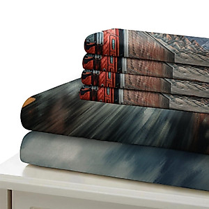 AAHARYA Red Semi-Trailer Quilt Cover 3D Printed Big Truck Bedding Set Comforter Covers Duvet Cover 3 Pieces with Pillowcases for Childrens and Adults Microfiber with Zipper Closure Twin（173x218cm）