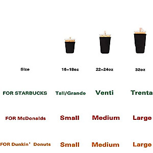 Iced Coffee Sleeves Reusable Insulator Sleeves for Cold Drinks Neoprene Cold Cup Holder for Starbucks, Dunkin (Large 2, Black)