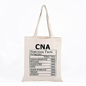 WCGXKO CNA Gift Certified Nursing Assistant Gift CNA Nutrition Facts Nurse Tote Bag Medical School Graduation Gift (CNA tote)