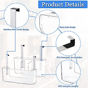 EsLuker.ly 2 Pack Over Cabinet Door Organizer Holder, 2 Styles Plastic Cabinet Storage Basket for Kitchen Pantry Bathroom| Hang Outside or Inside Door (Single Grid & Three Grids, Clear)