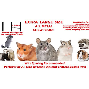 Extra Large Wrought Iron 5-Tiers Chew-Proof Ferret Squirrel Chinchilla Sugar Glider Critter Animal Home Metal Cage Easy Clean Pull Out Tray with Removable Rolling Stand