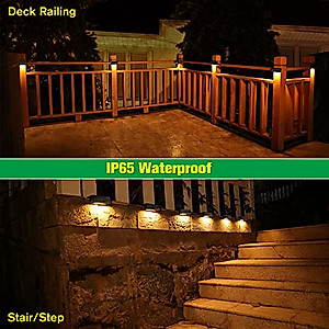 JOFIOS Solar Deck Lights Outdoor, 7 Colors Solar Step Lights LED Waterproof Solar Pool Side Lights Fence Lights Stair Light for Railing, Deck, Patio,Yard (6 Pack)