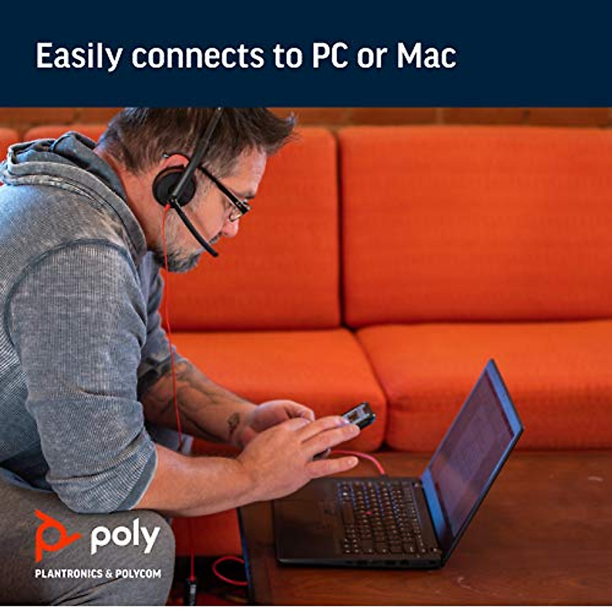 Plantronics Blackwire C3210 Headset Noise Cancelling Soundguard and Flexible Microphone Arm - Black