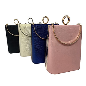 Cirilla Women Snake Pattern Evening Bag Clutch Purse Crossbody Bag with Ring-style lock for Wedding Cocktail Party Banquet (navy)