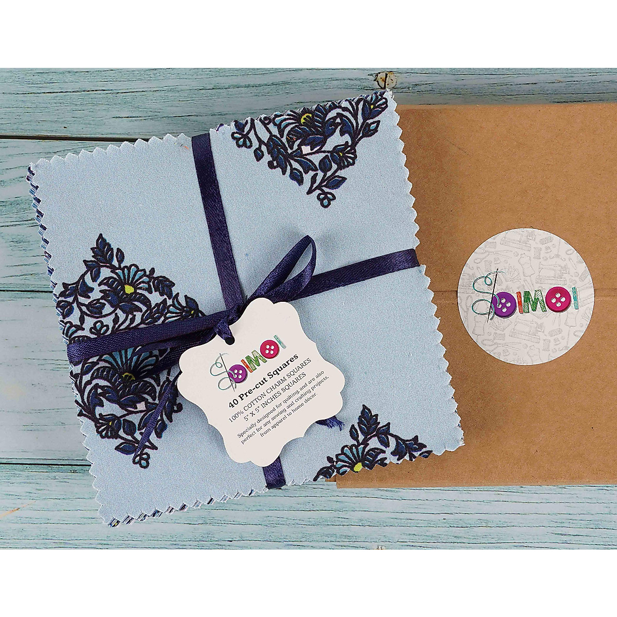 Soimoi Block Print Precut 5-inch Cotton Fabric Quilting Squares Charm Pack DIY Patchwork Sewing Craft