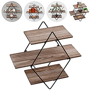 BILPIKOGoo Floating Shelves for Wall, Geometric Diamond Wall Shelves, 3 Tier Hanging Floating Display Shelf Decor, Geometric Style Decor Shelf for Bedroom Living Room Office
