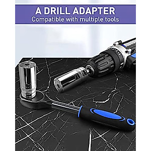 Super Socket for Men as Valentine's Day Gift, Universal Socket Wrench with Multi-Function Power Drill Adapter, Universal Socket Set, Thanksgiving Christmas Gift for Men Husband Dad Boyfriend(7-19mm)