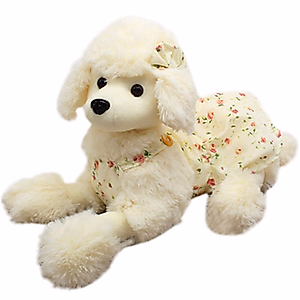 AUCOOMA 11.8" Poodle Stuffed Animal Plush, Dog Plush Toy Puppy Pillow for Kids White
