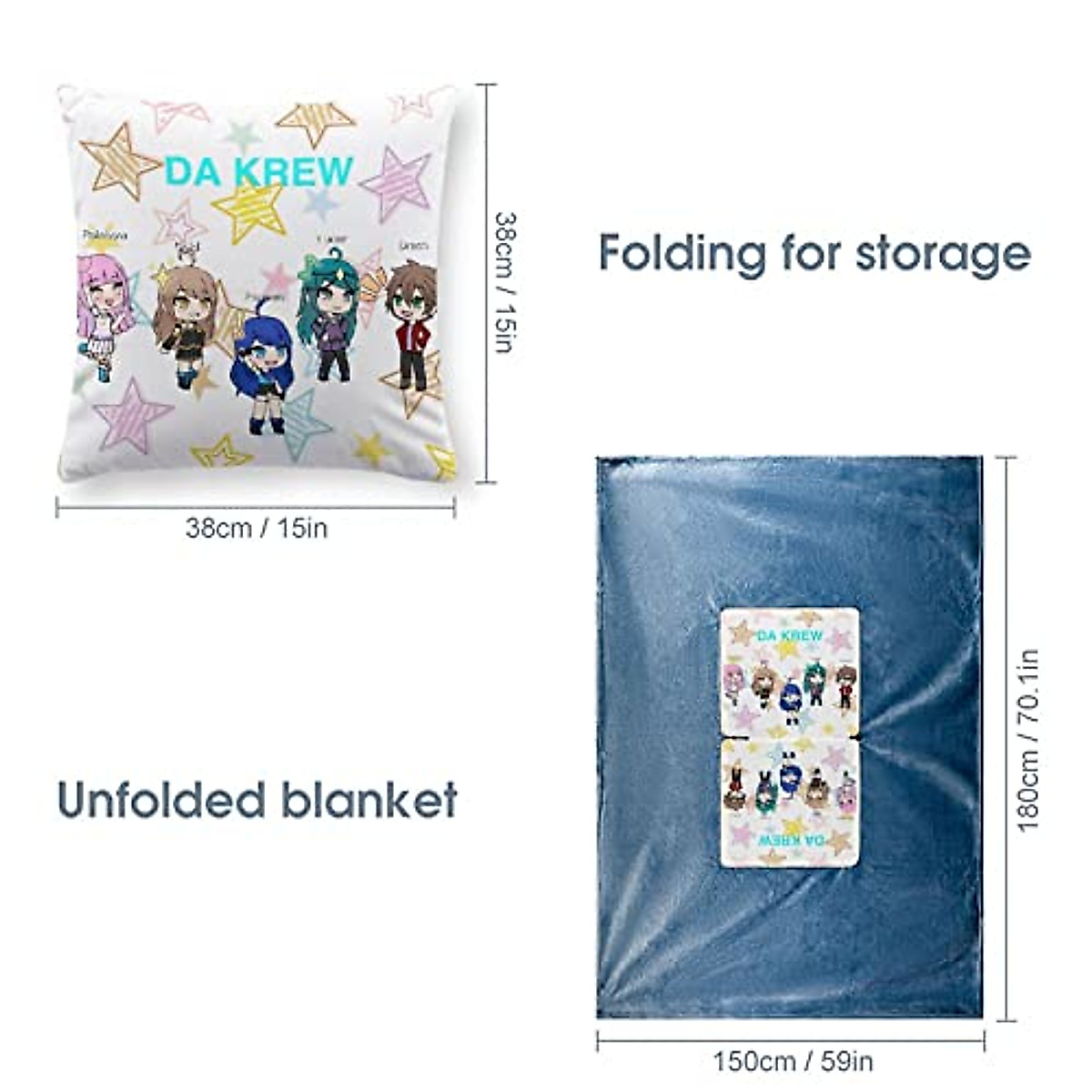 DHCUTE Soft Pillow Blanket 2 in 1 Its_Funneh Flannel Comfortable Blankets Decorate Throw Pillow