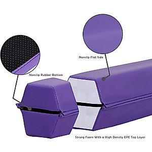 Oteymart 9FT Folding Balance Beam Extra Firm Foam Floor Gymnastic Beam Anti-Slip Base Equipment for Home Training, Kids, Adults