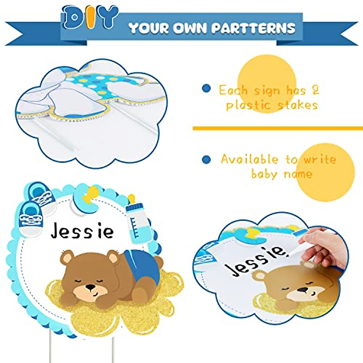 Fayavoo14Pcs ITS A BOY Yard Sign with Stakes Elephant Baby Shower Yard Sign Blue Gender Reveal Yard Sign Welcome Home Yard Sign Baby Shower Gender Reveal Party Decorations