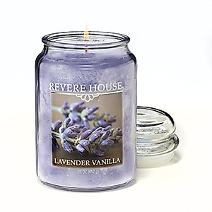 CANDLE-LITE Revere House Scented Lavender Vanilla Single Wick 23oz Large Glass Jar Candle, Fresh Aromatic Fragrance