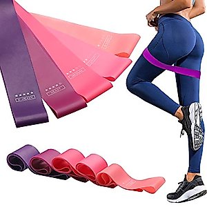 Fitness Bands (Set of 5) Fitness Resistance Bands with 5 Resistance Levels, Elastic Bands Fitness Bands for Crossfit, Yoga, Pilates, Squats, Lunges, Stretching, Strength Training